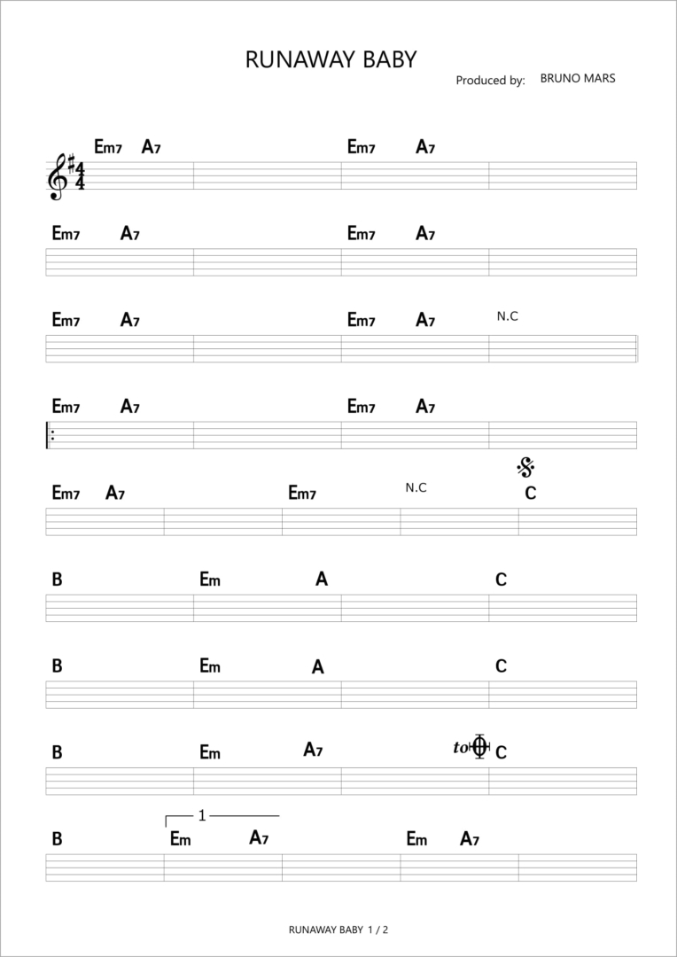 RUNAWAY BABY | BRUNO MARS | コード進行さくら