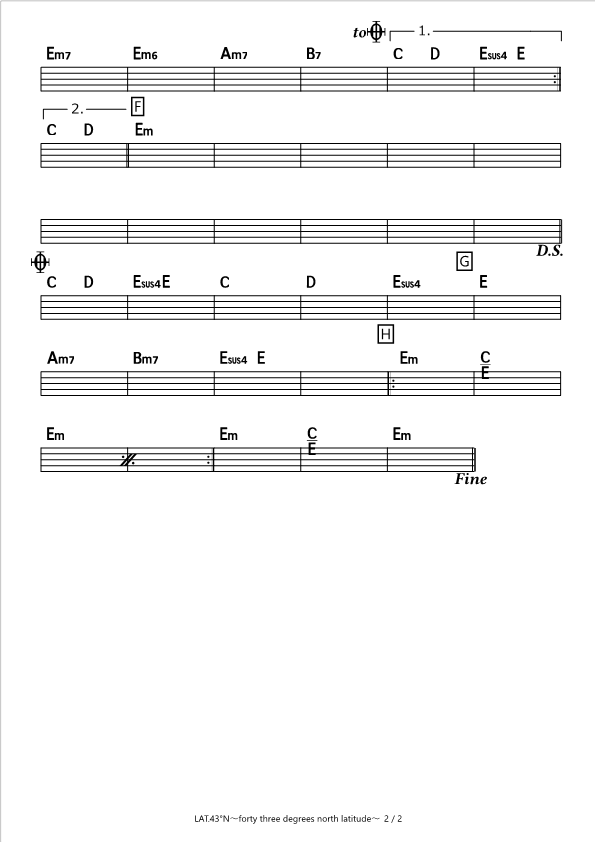 LAT.43°N〜forty three degrees north latitude〜 | DREAMS COME TRUE | コード進行さくら